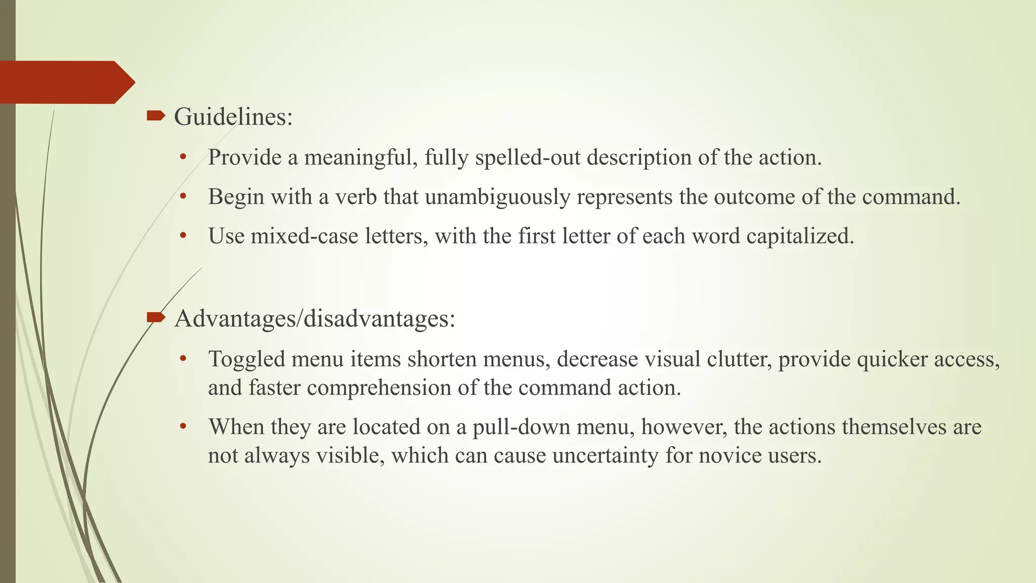 User Interface Design- Module 3 Menus | PDF