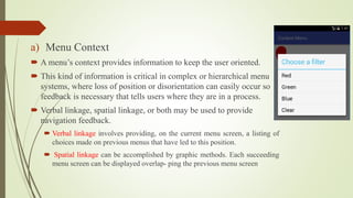 User Interface Design- Module 3 Menus | PDF