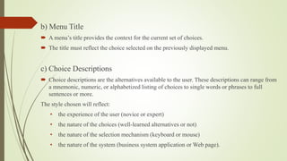 User Interface Design- Module 3 Menus | PDF