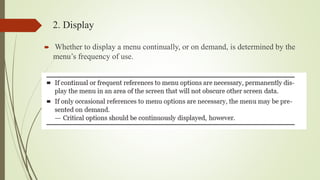 User Interface Design- Module 3 Menus | PDF
