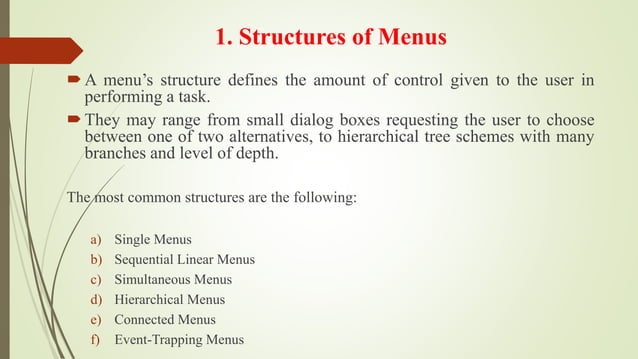 User Interface Design- Module 3 Menus | PDF