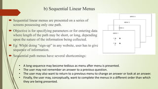 User Interface Design- Module 3 Menus | PDF