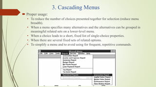 User Interface Design- Module 3 Menus | PDF