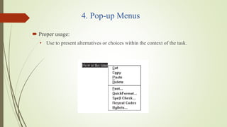 User Interface Design- Module 3 Menus | PDF