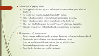 User Interface Design- Module 3 Menus | PDF