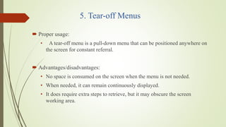 User Interface Design- Module 3 Menus | PDF