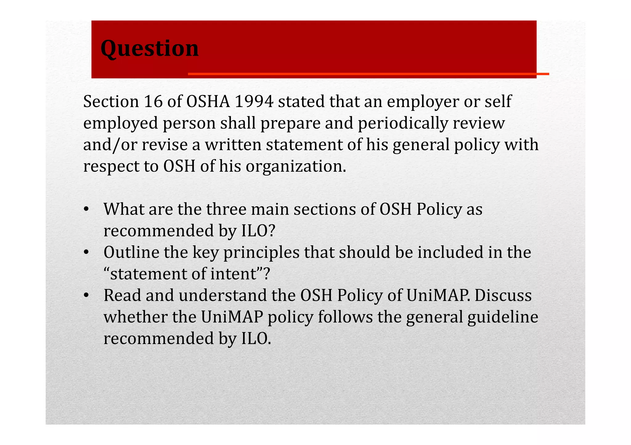 Module 3 OSH Management System MS1722:2003 OSH-MS | PDF