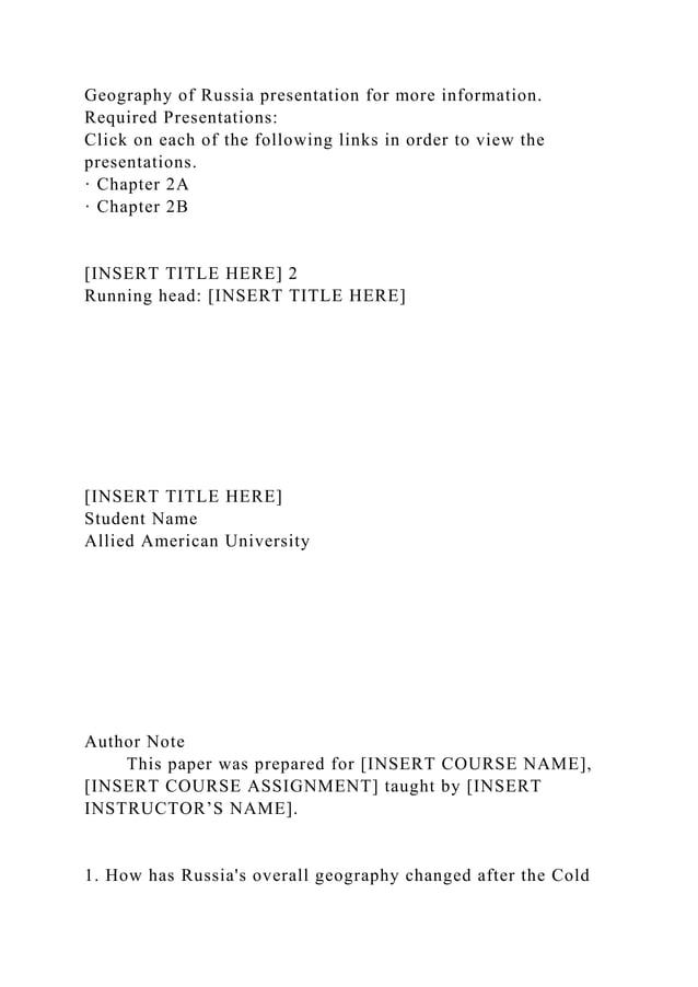 Module 3 OverviewRussian Realm and RegionsIn this module, you .docx