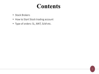 Stock Broking & How to open a trading account and learn order types | PPT