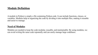 Python module 3, b.tech 5th semester ppt | PPT