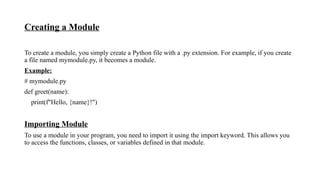 Python module 3, b.tech 5th semester ppt | PPT