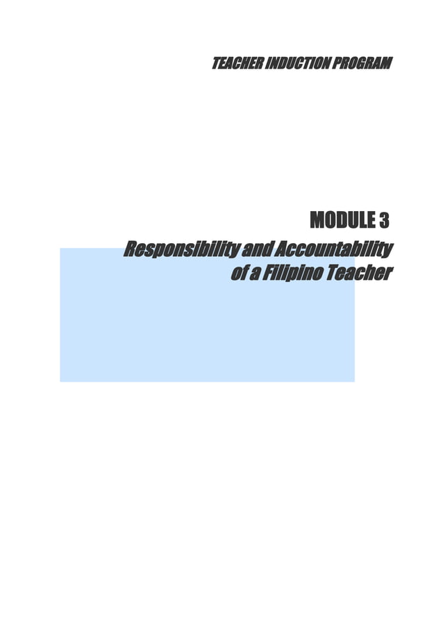 Module 3 responsibility and accountability of a filipino teacher | PDF