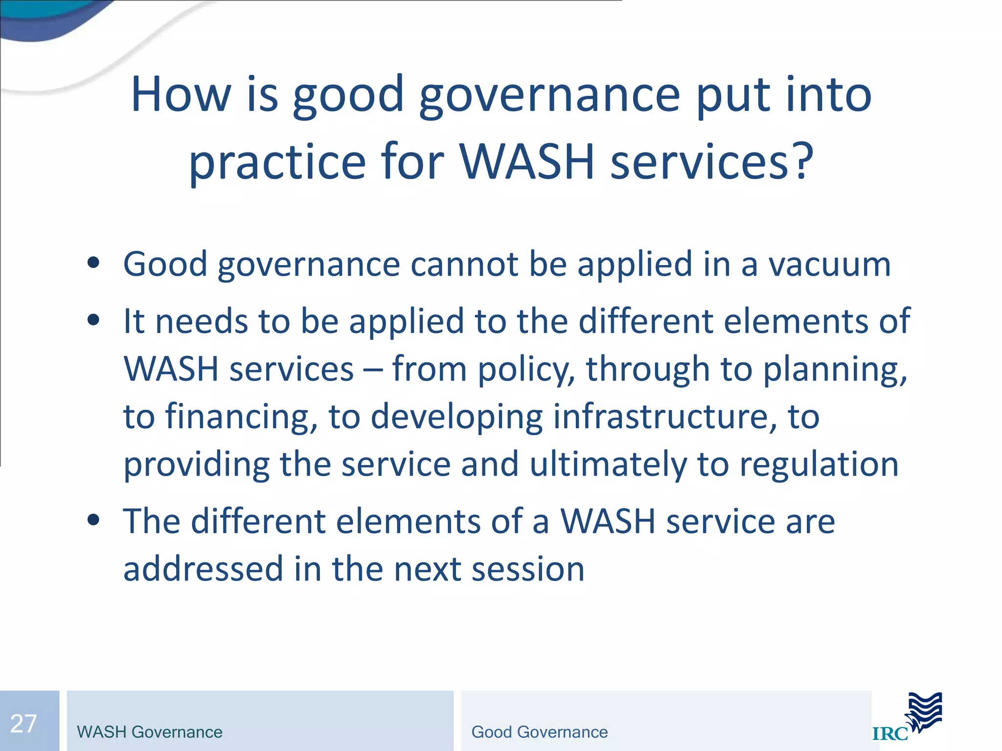 Module 3 wash governance (presentation) | PPT