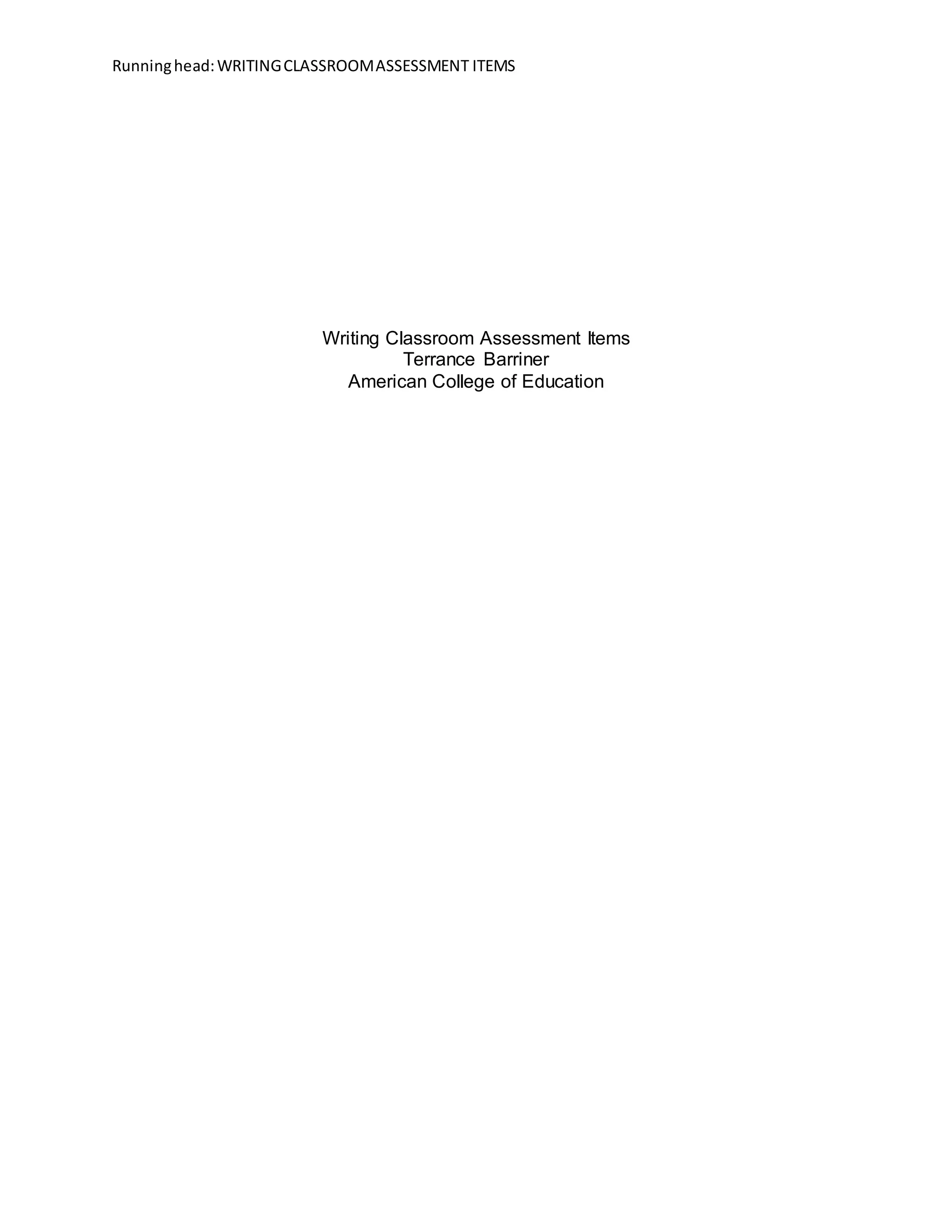 Module 3 Writing Classroom Assessment Items | DOCX