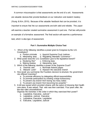 Module 3 Writing Classroom Assessment Items | DOCX