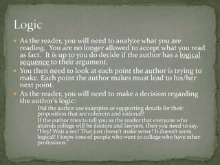 Module 4: Validity, Logic, Contradictions, Consistency, & Author's ...