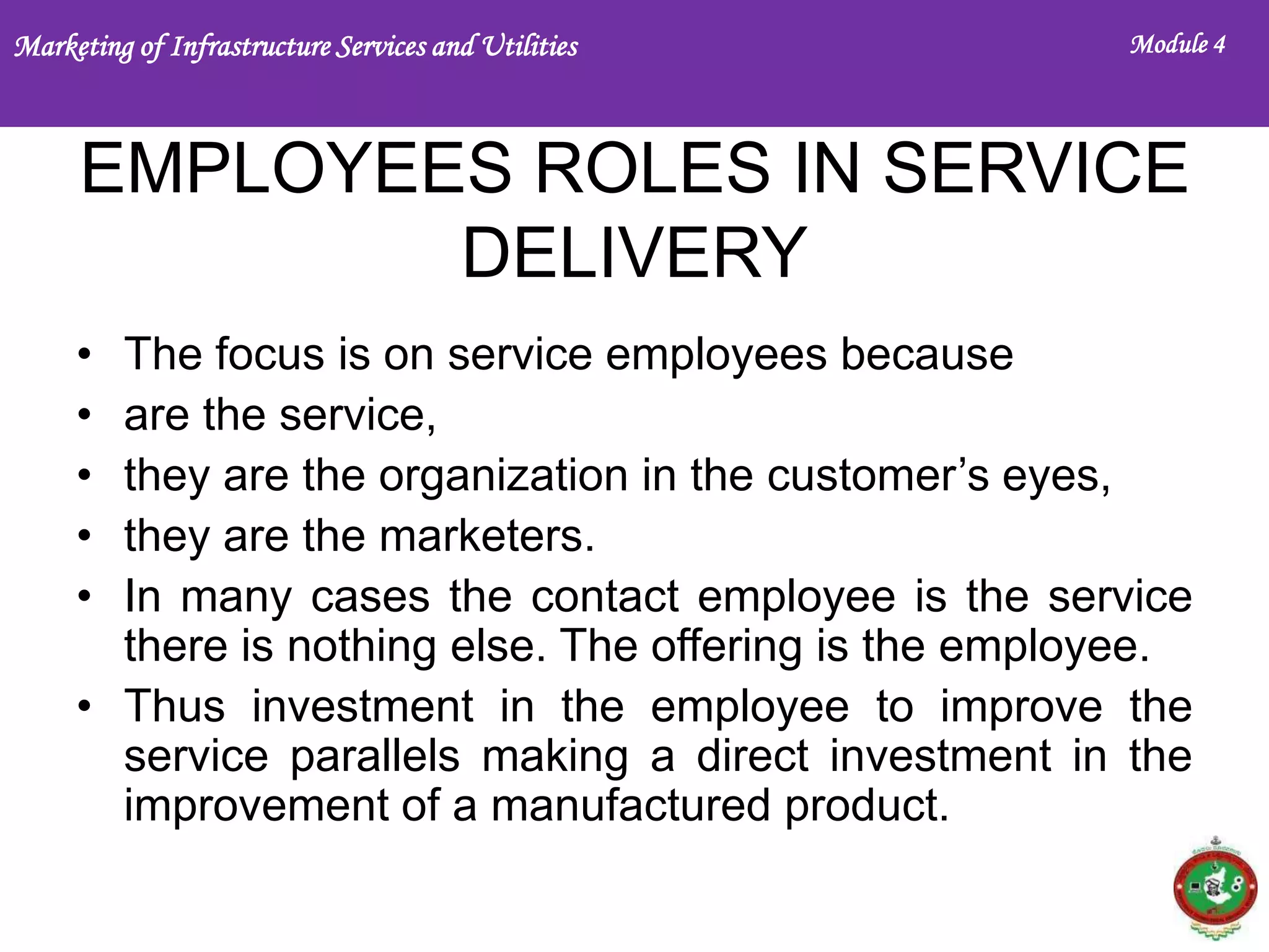 EMPLOYEES ROLE IN SERVICE DELIVERY - Module 4 | PPTX