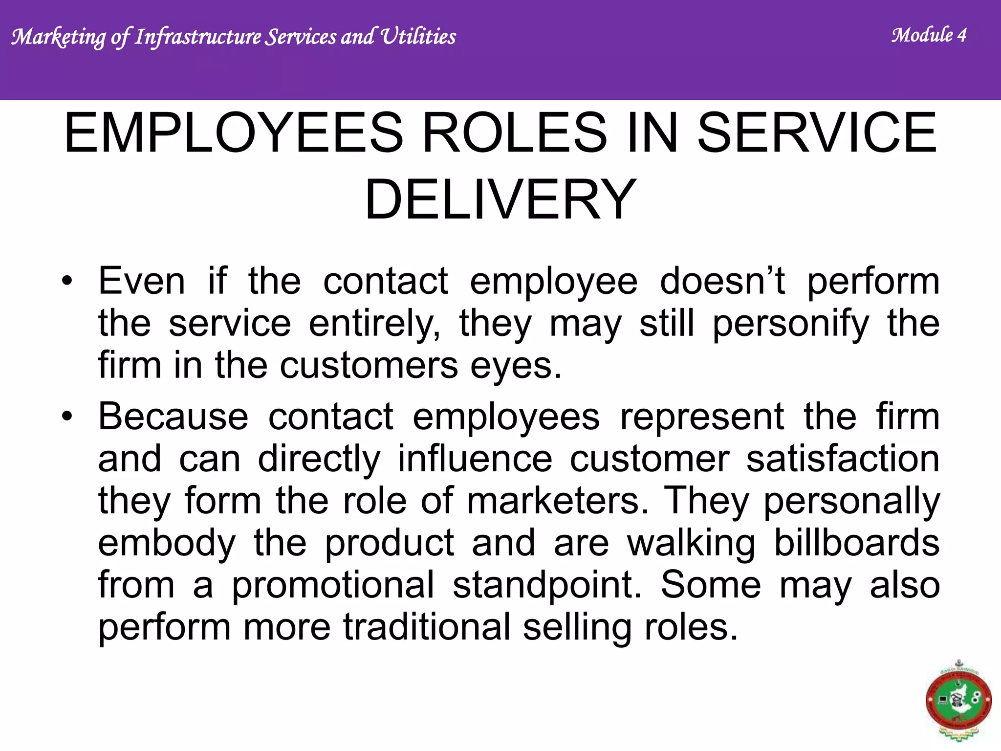 EMPLOYEES ROLE IN SERVICE DELIVERY - Module 4 | PPTX