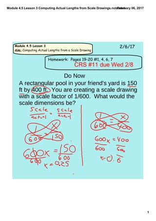Module 4.5 lesson 3 computing actual lengths from scale drawings | PDF