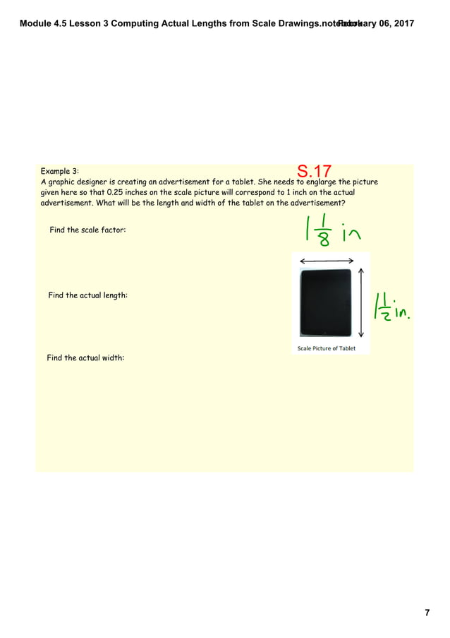Module 4.5 lesson 3 computing actual lengths from scale drawings | PDF