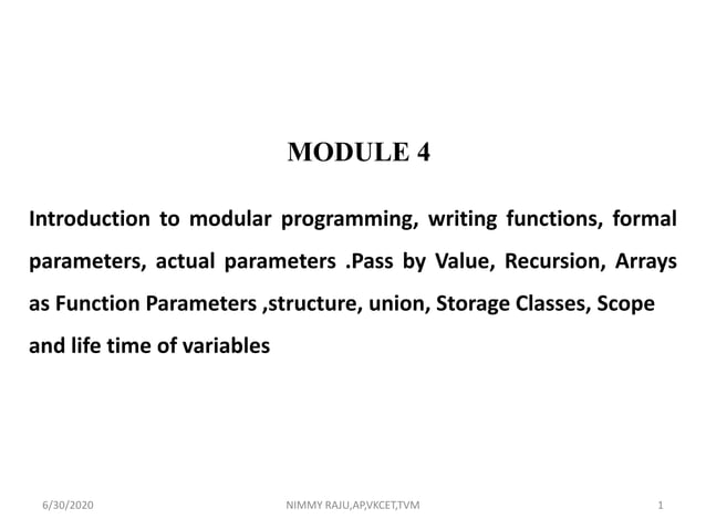 EST 102 Programming in C-MODULE 4 | PPT