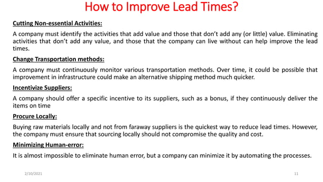 Material Lead time Calculation , Process Lead Time Calculation | PPTX ...