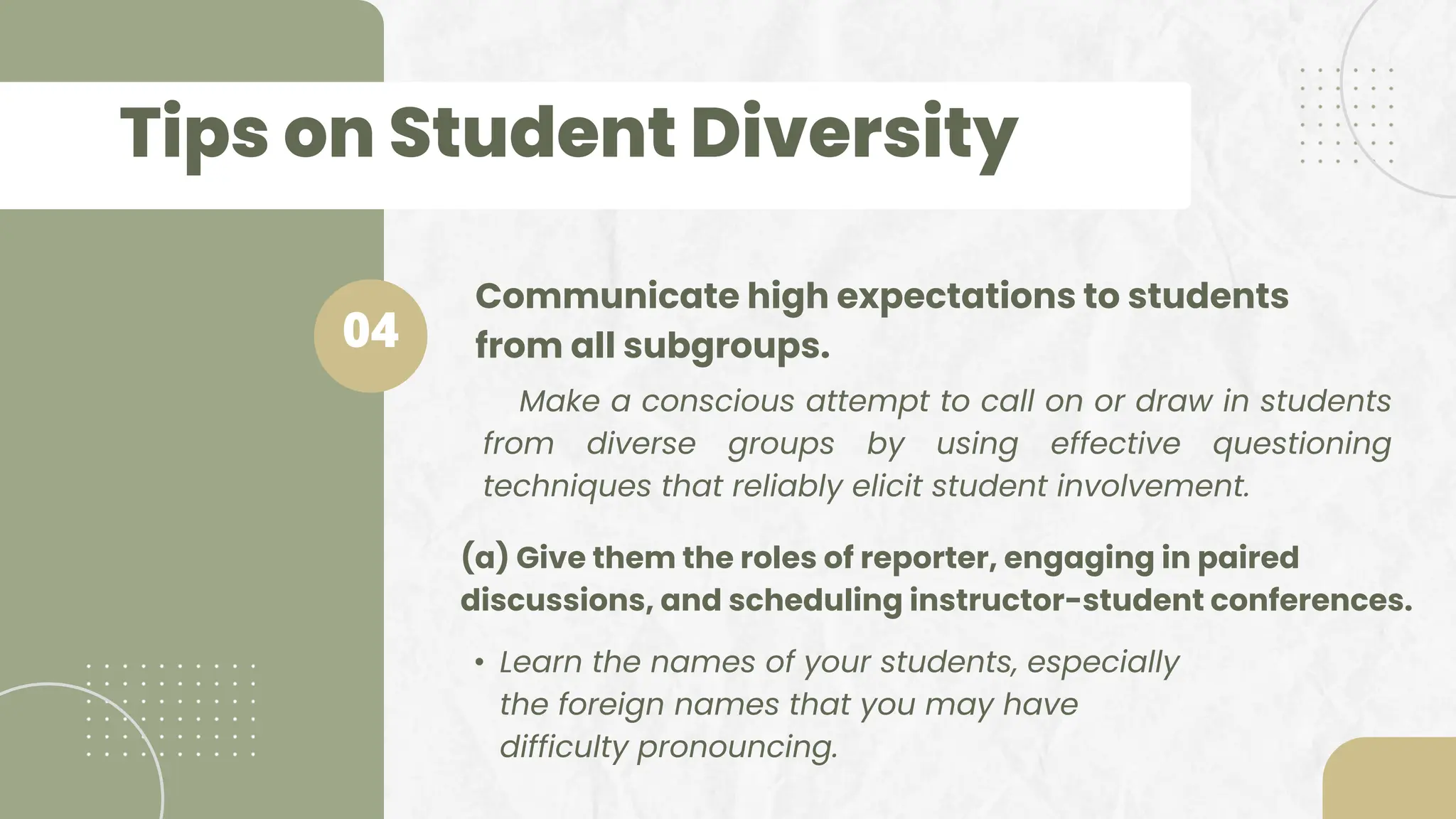 facilitating learning, module 4, student diversity | PPTX