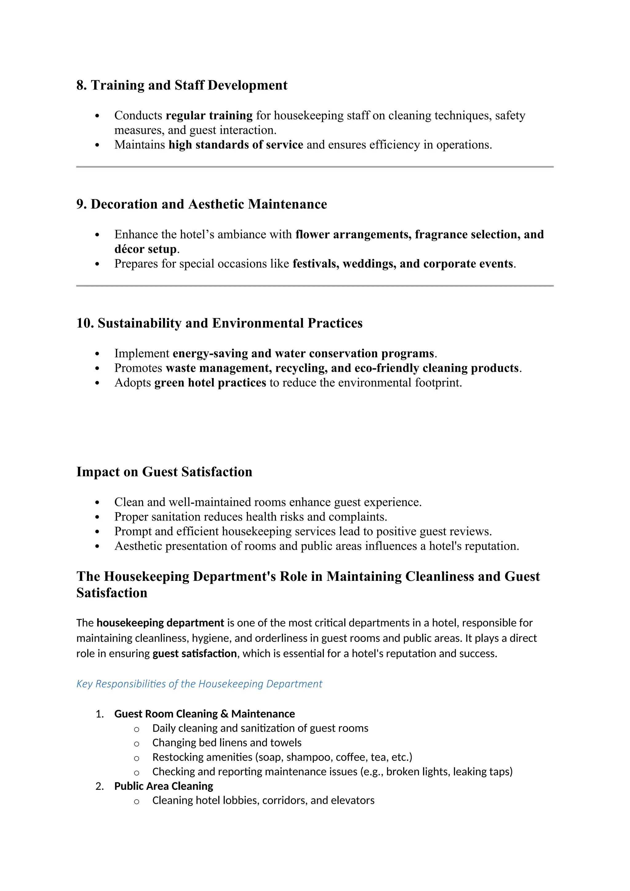 Housekeeping And Facilities Management In Brief Docx
