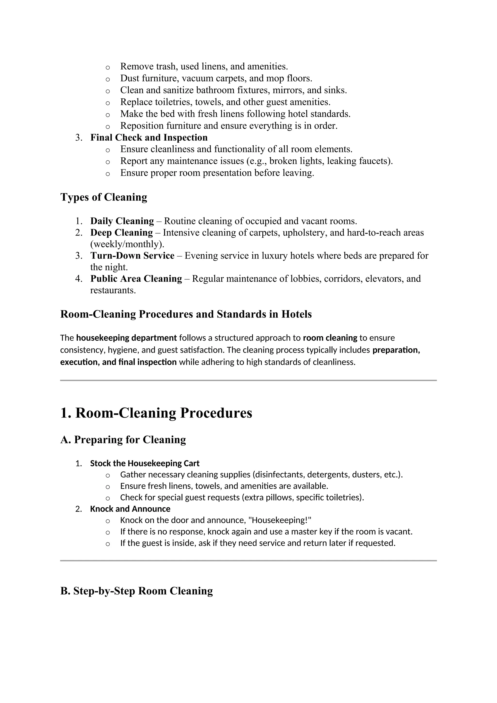 Housekeeping and Facilities Management in brief | DOCX