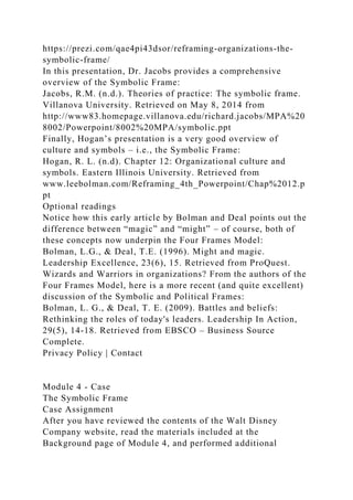 Module 4 - BackgroundThe Symbolic FrameIn Module 4, you will w.docx