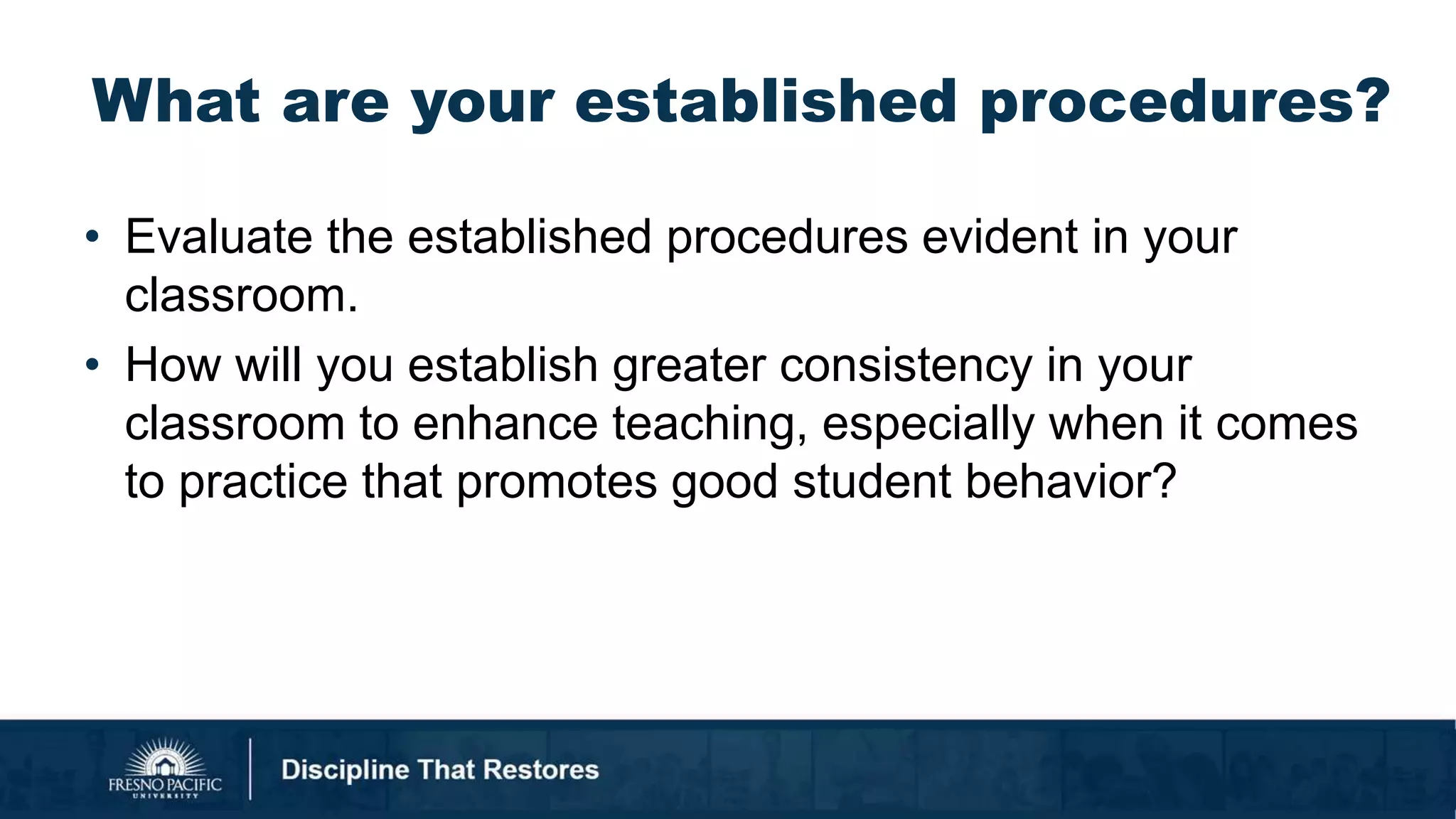 EDUC 915—Module 4 on Conscious Classroom Management | PPTX