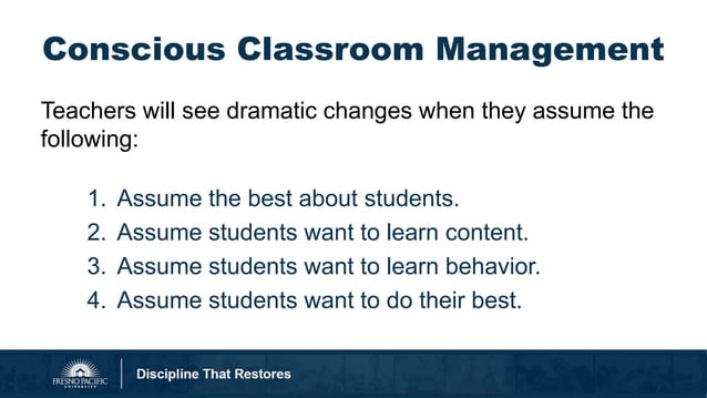 EDUC 915—Module 4 on Conscious Classroom Management | PPTX
