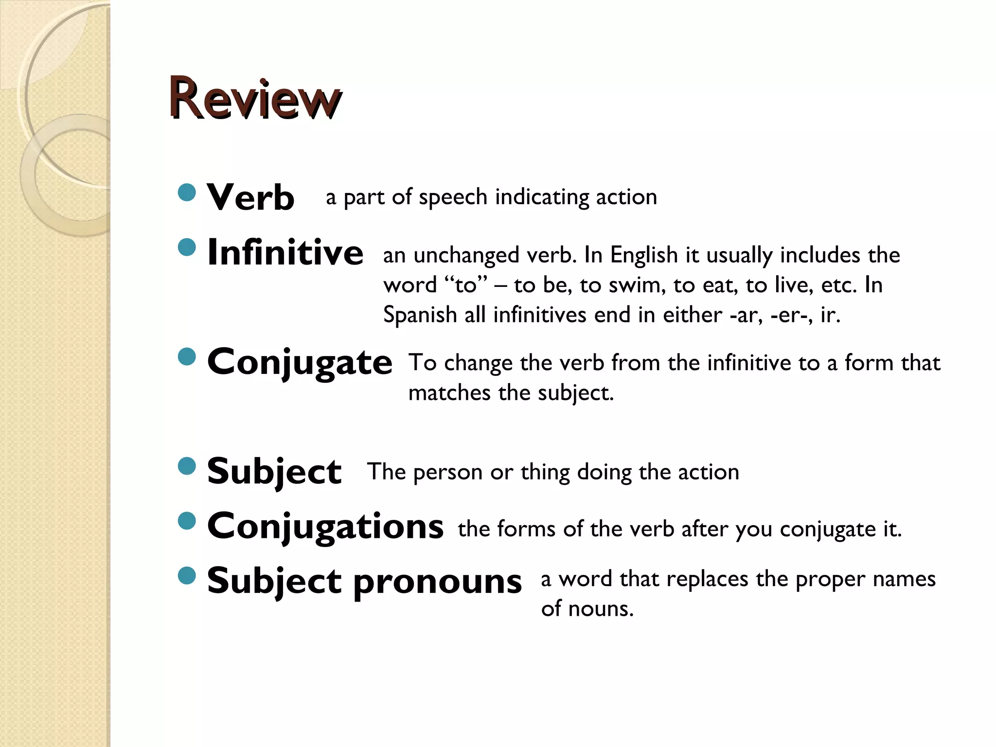 Module 4 -er, -ir verbs | PPT | Food & Drink