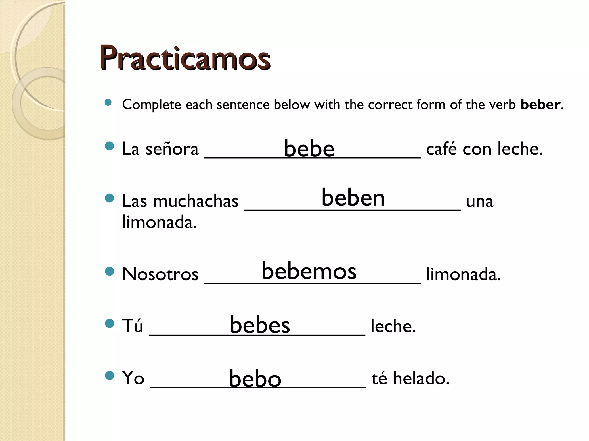 Module 4 -er, -ir verbs | PPT | Food & Drink