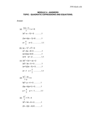 MODULE 4- Quadratic Expression and Equations | PDF | Physics | Science