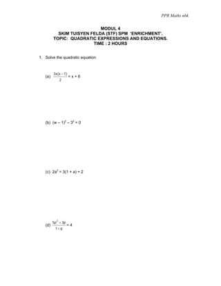 Module 4 Quadratic Expression And Equations | PDF