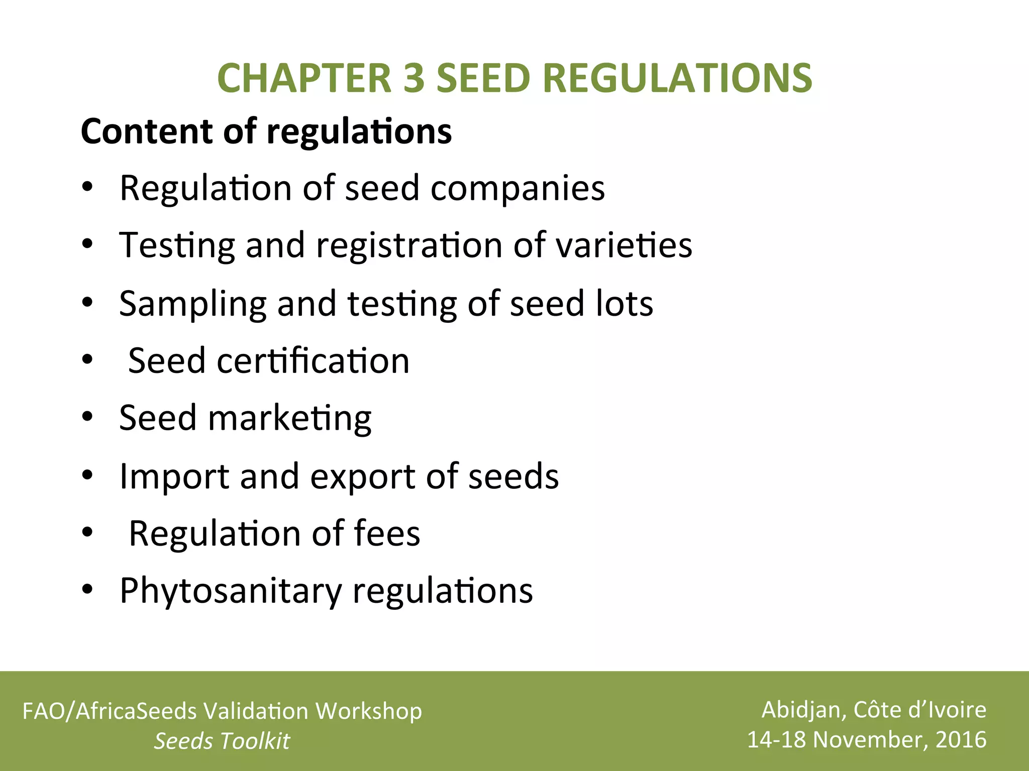 Day 4 - Module 4: Seed Sector Regulation | PDF