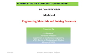 Engineering Materials and Joining Processes | PPTX