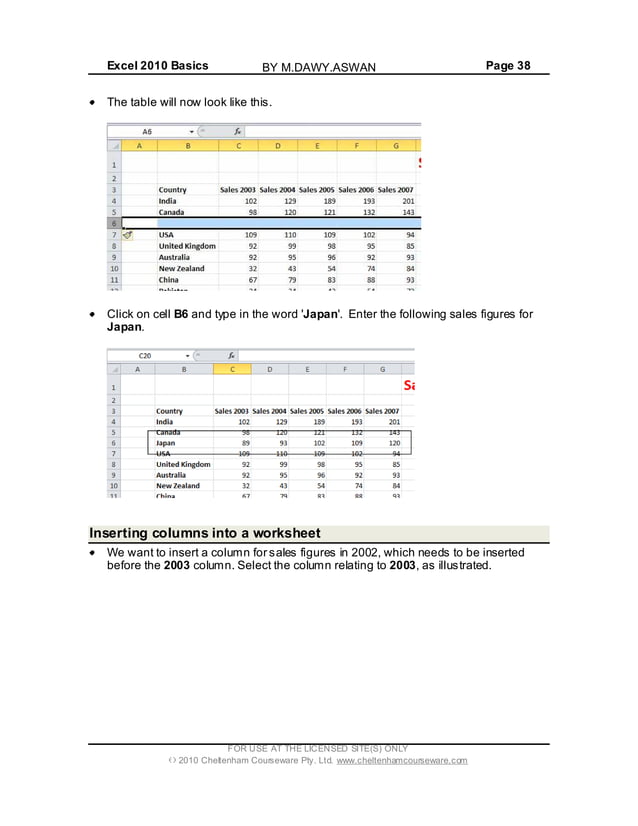 Module 4 excel2010 | PDF | Computing | Technology & Computing