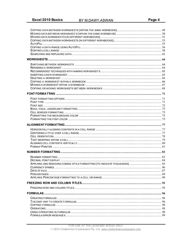 Module 4 excel2010 | PDF | Computing | Technology & Computing