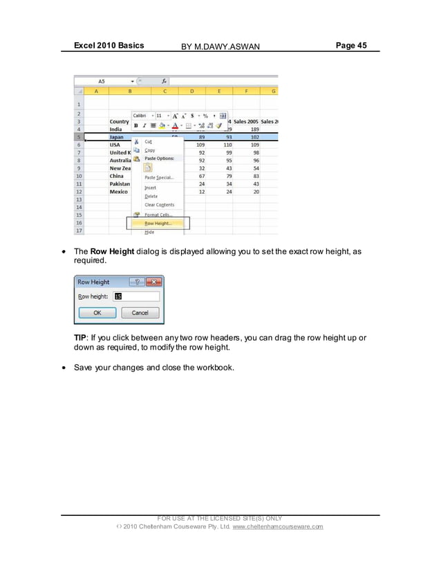 Module 4 excel2010 | PDF | Computing | Technology & Computing