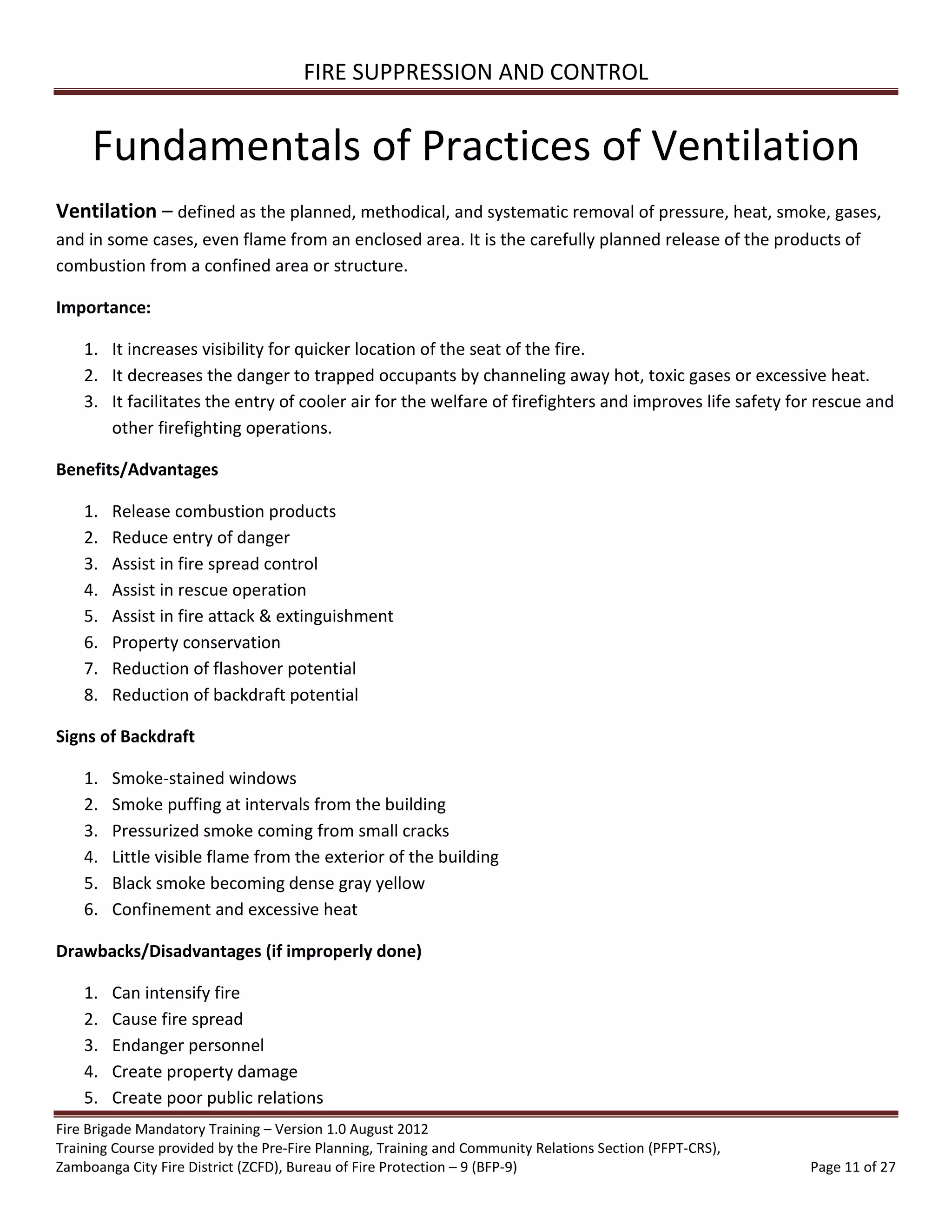 Volunteer Fire Brigade Training Module 4 fire suppression and control | PDF