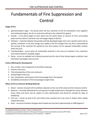 Volunteer Fire Brigade Training Module 4 fire suppression and control | PDF