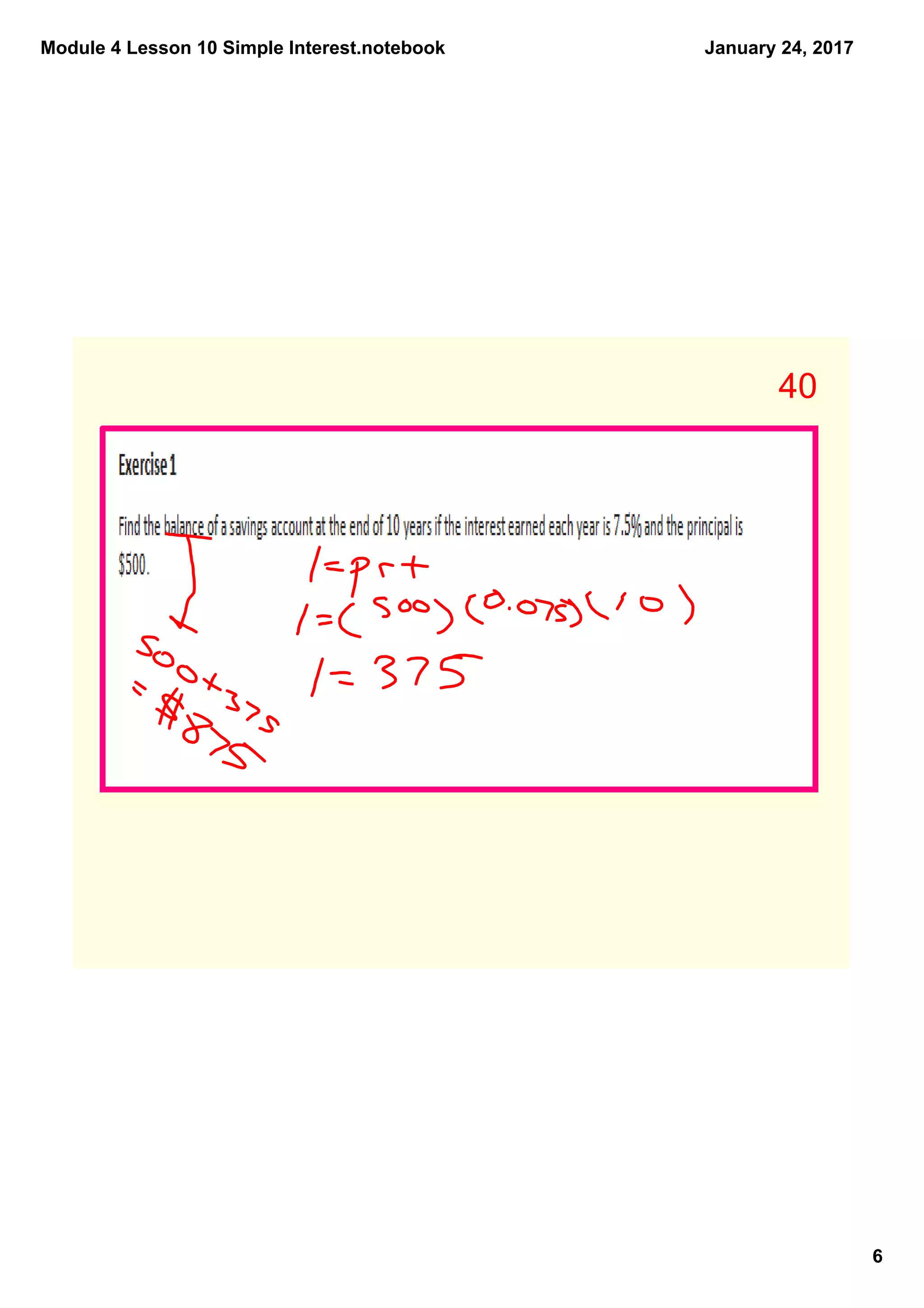 Module 4 lesson 10 simple interest | PDF