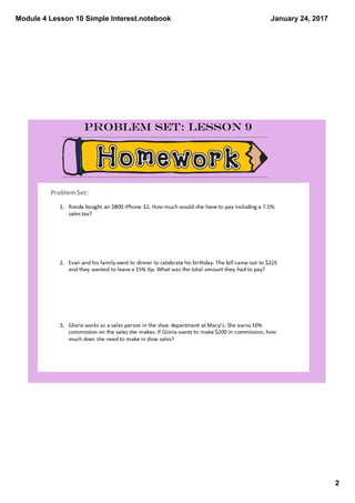Module 4 lesson 10 simple interest | PDF