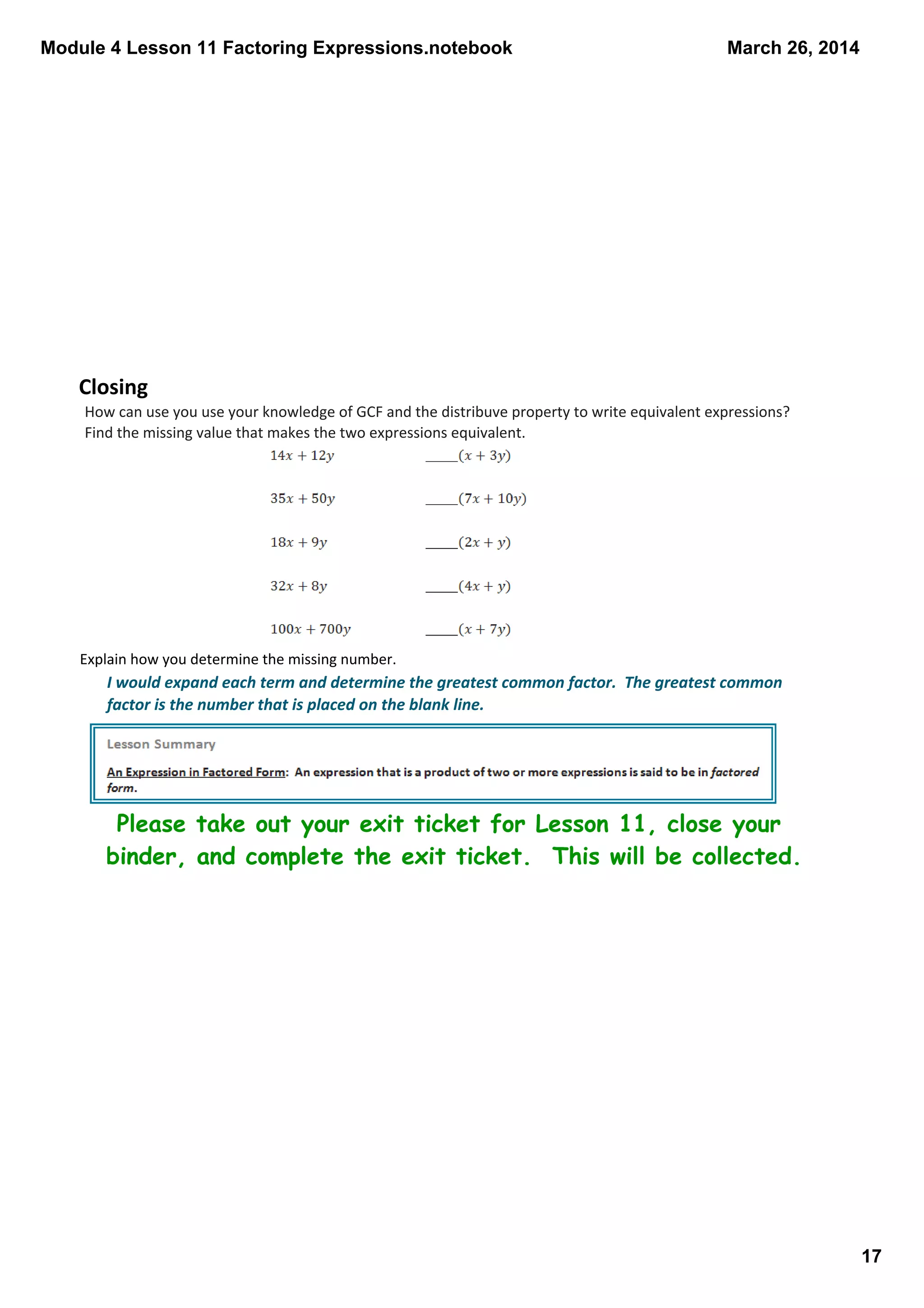 Module 4 lesson 11 | PDF