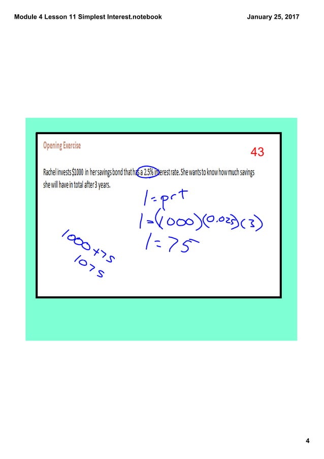 Module 4 lesson 11 simplest interest | PDF