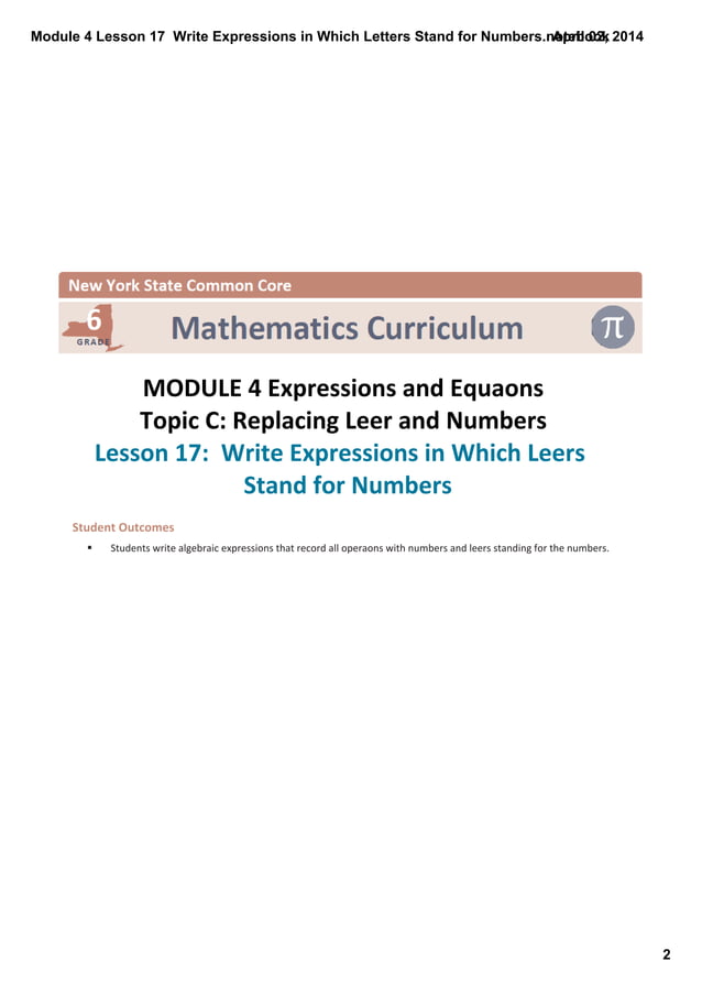 Module 4 lesson 17 | PDF