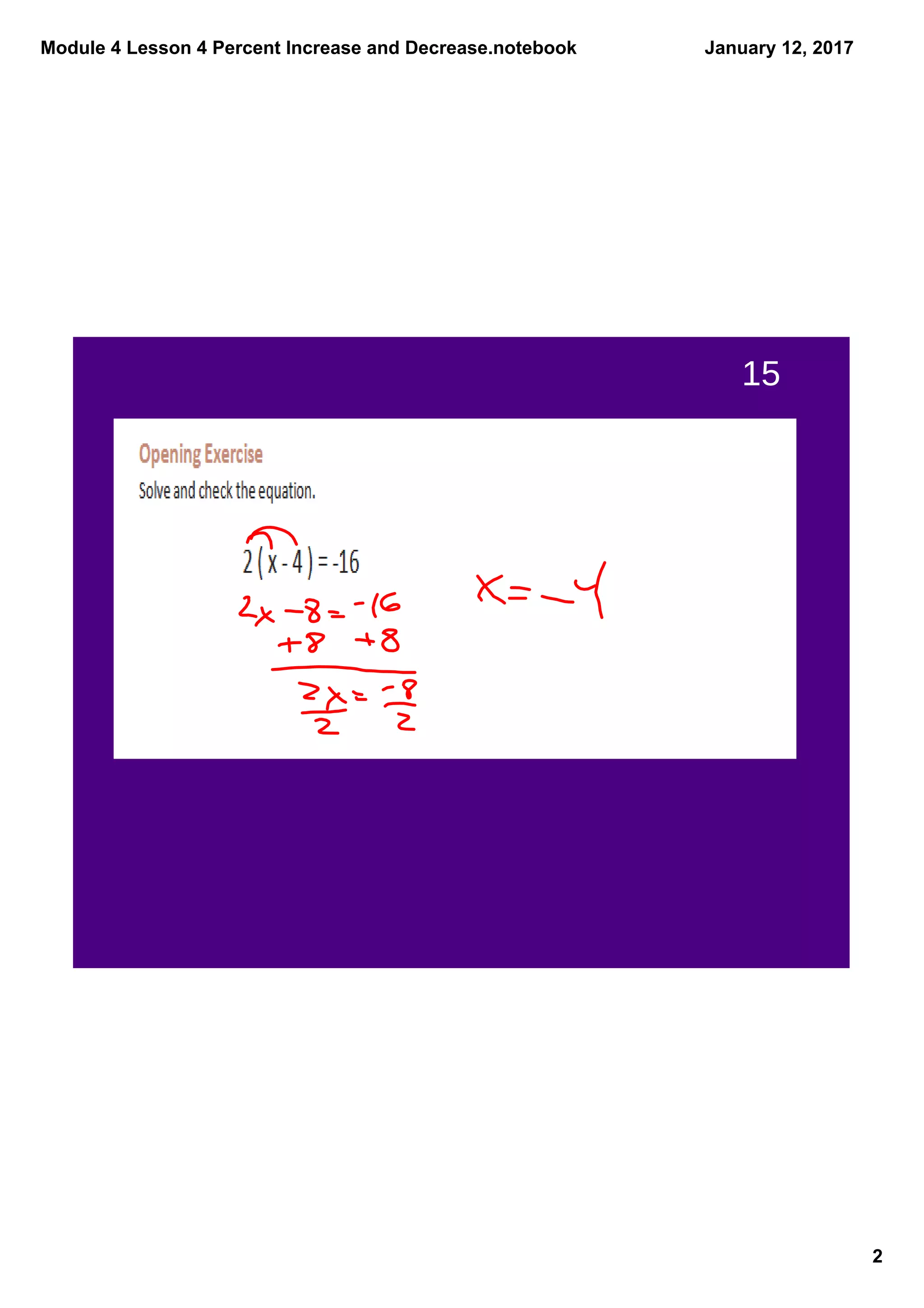 Module 4 lesson 4 percent increase and decrease | PDF