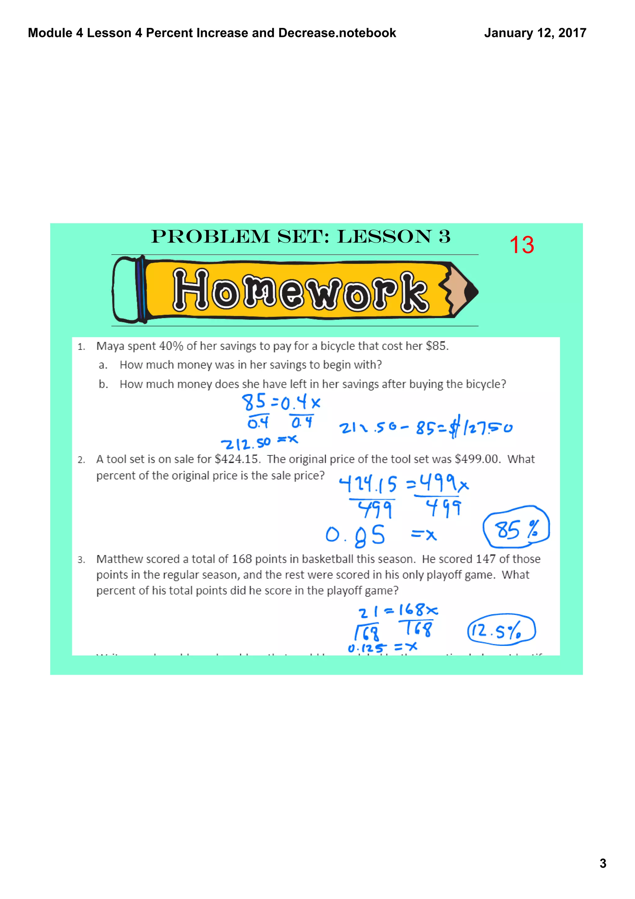 Module 4 lesson 4 percent increase and decrease | PDF